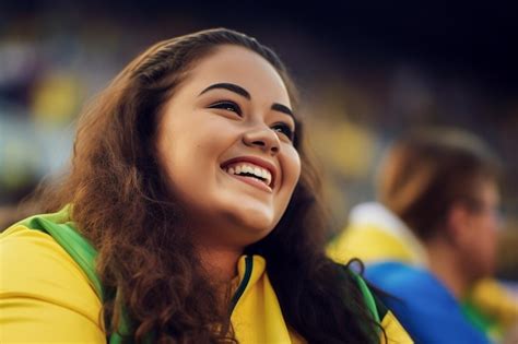 Premium Ai Image Brazilian Female Football Soccer Fans In A World Cup