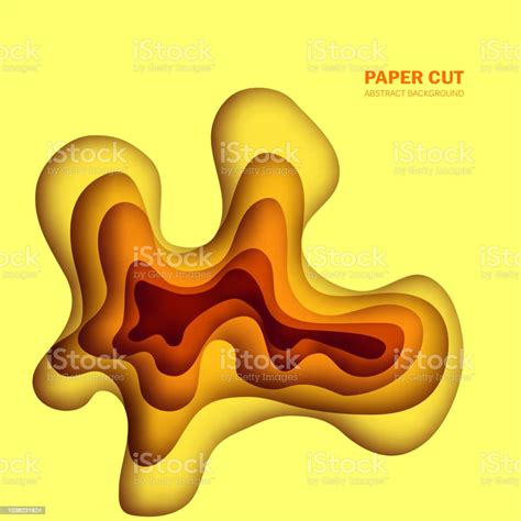 종이와 3d 추상 배경 잘라 모양 초대장 포스터 전단지 비즈니스 프레 젠 테이 션에 대 한 벡터 디자인 레이아웃 화려한 조각 예술노란색 3차원 형태에 대한 스톡 벡터 아트
