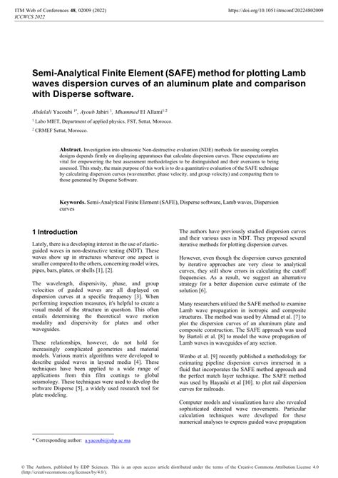 Pdf Semi Analytical Finite Element Safe Method For Plotting Lamb
