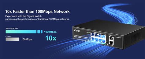 Vimin 8 Port Gigabit Poe Switch With 2 Uplink Gigabit Ports 10 Port Unmanaged Ethernet Poe