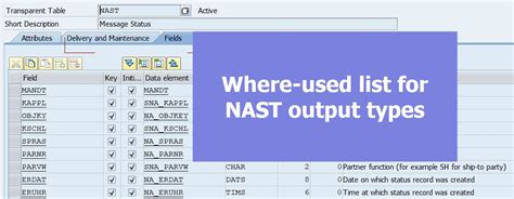 sap abap central where used list for nast output types