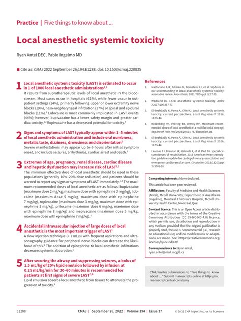 Local Anesthetic Systemic Toxicity Pdf Anesthesia Drugs