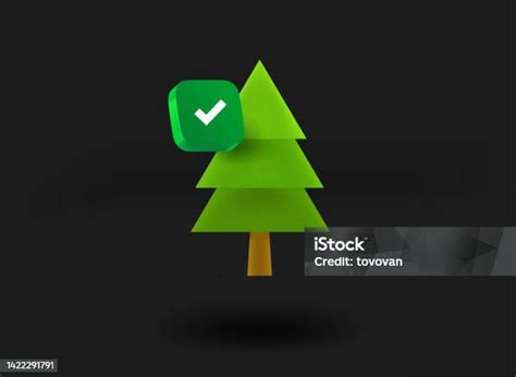 체크 표시 아이콘이있는 녹색 소나무 3d 벡터 일러스트 레이 션 0명에 대한 스톡 벡터 아트 및 기타 이미지 0명 3차원 형태 나무 Istock