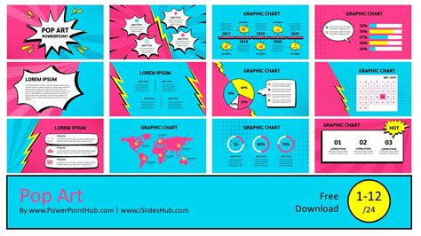 ฟรีพาวเวอร์พอยเทมเพลตแนวป๊อบอาร์ท Pop Art สีสันสดใจ
