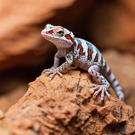 Premium Ai Image A Tiny Gecko Clings To A Weathered Desert Rock Its