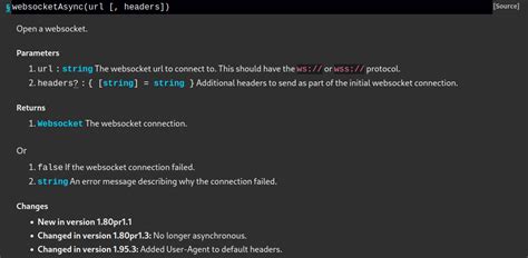 Wrong Websocket Documentation · Issue 1244 · Cc Tweakedcc Tweaked