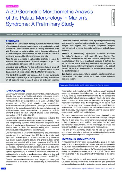 Pdf A 3d Geometric Morphometric Analysis Of The Palatal Morphology In