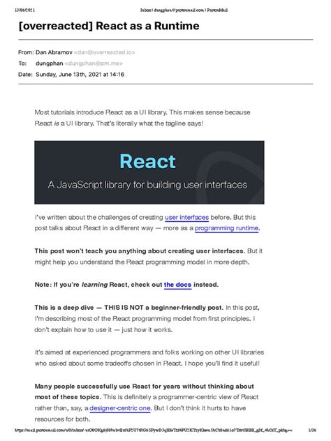 React Runtime Pdf Computer Science Information Technology Management