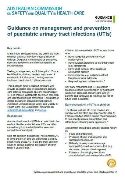 Guidance On Management And Prevention Of Paediatric Urinary Tract