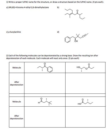 Solved 1 Write A Proper IUPAC Name For The Structure Or Chegg Com