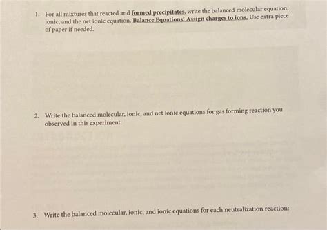 Ionic And The Net Ionic Equation Balance Equations
