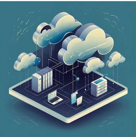 Isometric Cloud Computing Premium Ai Generated Image