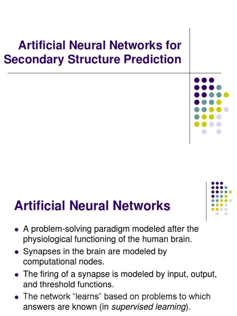 artificial neural networks for secondary structure prediction pdf