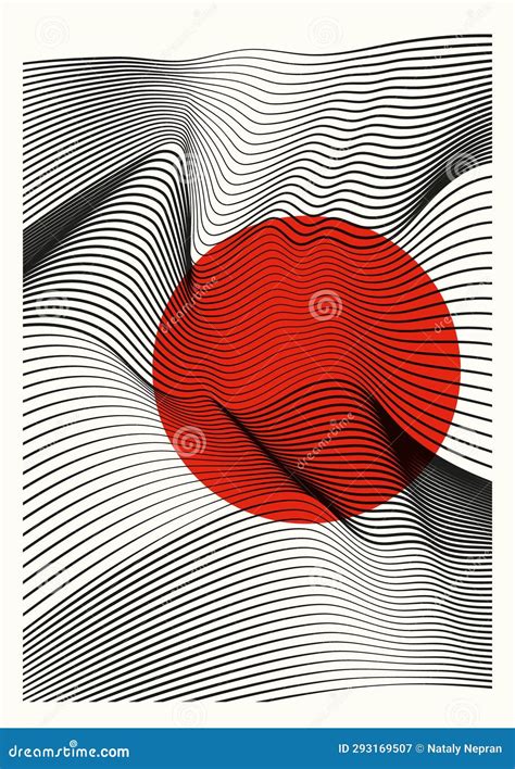 Minimalist Print With Wavy Lines In Modern Style Beige Background With