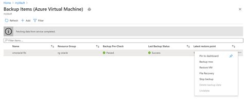 Azure Backup を使用して Azure Linux VM で Oracle Database をバックアップおよび復旧する Azure Virtual Machines