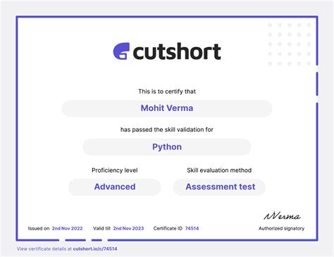 Mohits Skill Certificate For Python Cutshort Mohits Skill Certificate For Python Cutshort