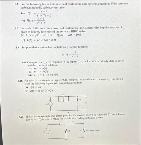 Solved 81 For The Following Linear Time Invariant