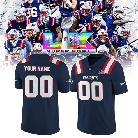 Patriots Super Bowl Lx 2026 Patch Game Custom Football Jersey Buyshirtusa