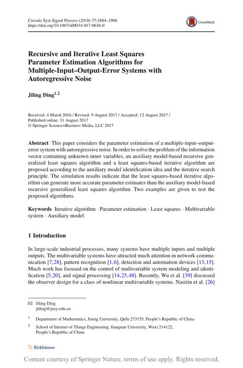 Recursive And Iterative Least Squares Parameter Estimation Algorithms