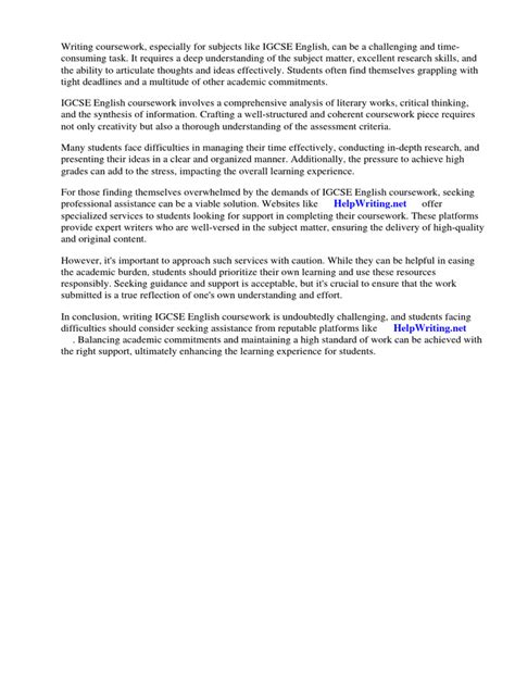 Igcse English Coursework Tips Pdf Poetry Essays