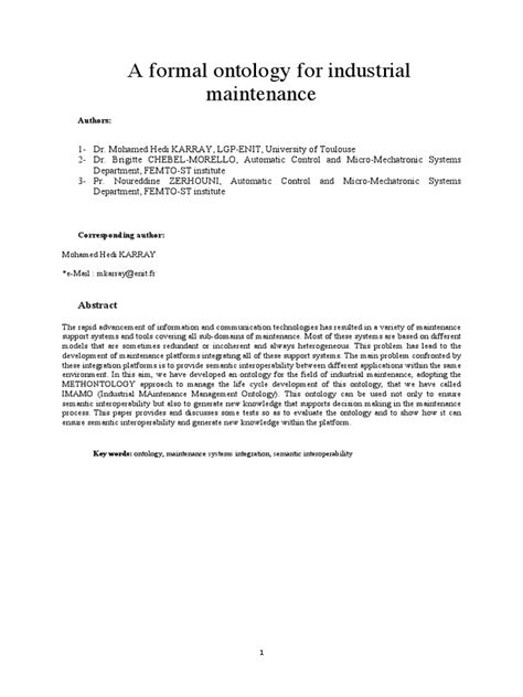 Pdf 2012a Formal Ontology For Industrial Maintenance Dokumentips