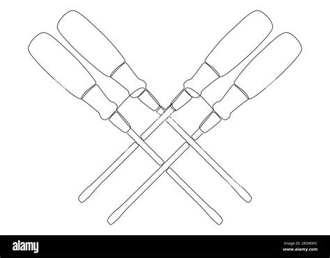 One Continuous Line Of Screwdriver Thin Line Illustration Vector