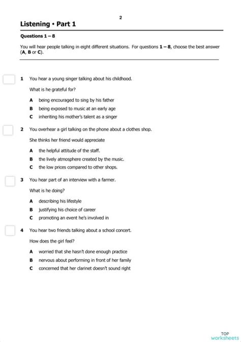 Fce L Sample Interactive Worksheet Topworksheets