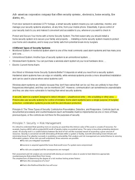 smart security system pdf security alarm risk management