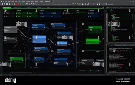 Dark Computer Interface Mockup Of Programming Infrastructure For