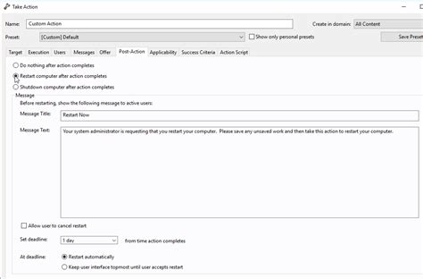 Hi All I Am Unable To Set Up Restart Computers Through Bigfix BigFix Forum