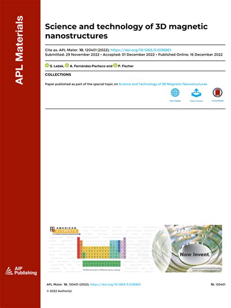 Pdf Science And Technology Of 3d Magnetic Nanostructures