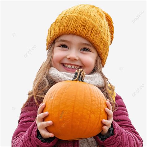 호박을 손에 들고 야외 활동을 즐기는 어린 소녀 젊은 처녀 주황색 호박 숲 Png 일러스트 및 이미지 에 대한 무료
