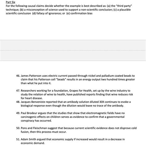 Part Six For The Following Causal Claims Decide