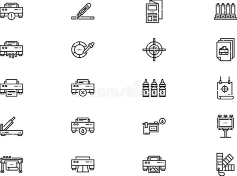 Printing Icon Collection Is A Vector Illustration With Editable Stroke Stock Illustration