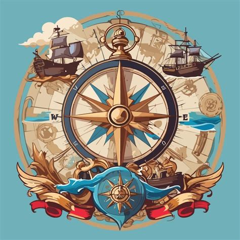 Premium Vector Nautical Compass Cartoon Vector