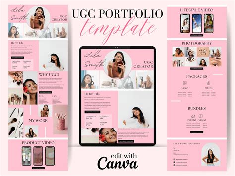 Ugc Portfolio Ugc Template Ugc Portfolio Template Ugc Media Kit Ugc Website Pink Ugc Canva