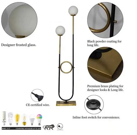 Antique Brass Opal Glass Diffuser 2 Light Floor Lamp At Rs 12800 In Delhi Id 8147186