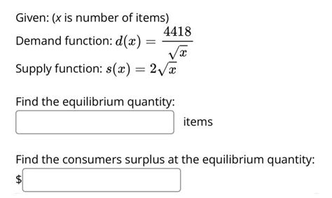 solved given x is number of items demand function