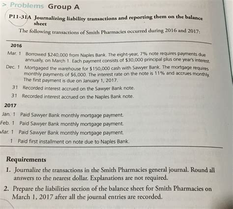 Solved Problems Group A P11 31a Journalizing Liability