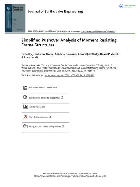Simplified Pushover Analysis Of Moment Resisting Frame Structures Pdf