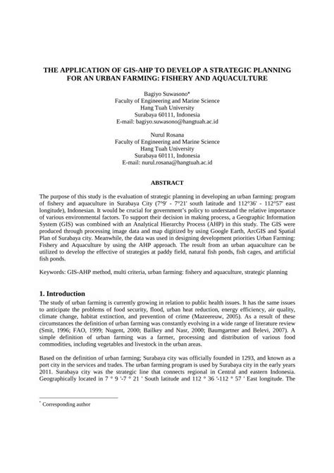 Pdf The Application Of Gis Ahp To Develop A An Urban Farming