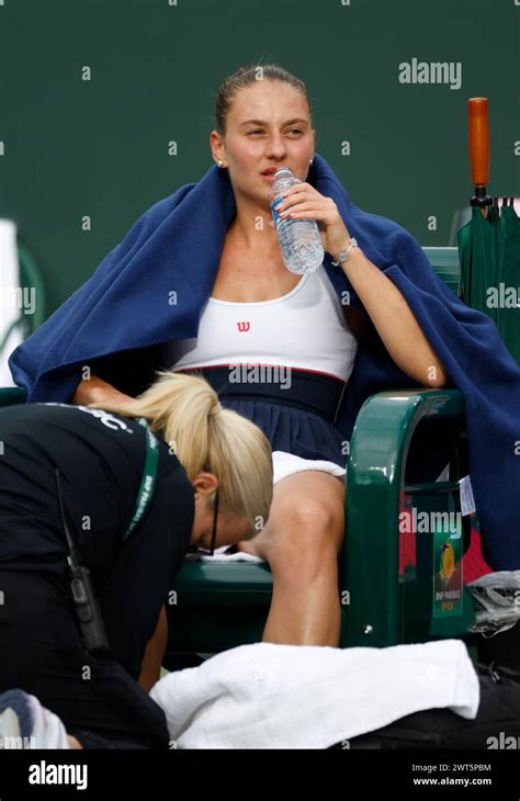 March 15 2024 Marta Kostyuk Of The Ukraine Receives Treatment From A
