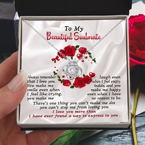 To My Beautiful Soulmate Love Knot Necklace Emotional Forever Love G