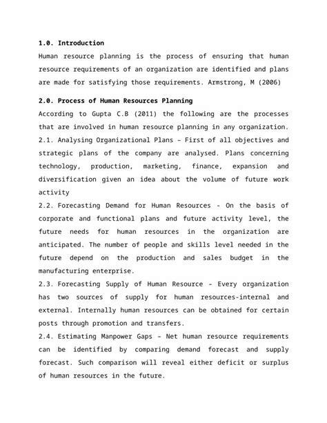 Doc Human Resource Planning Techniques Dokumen Tips