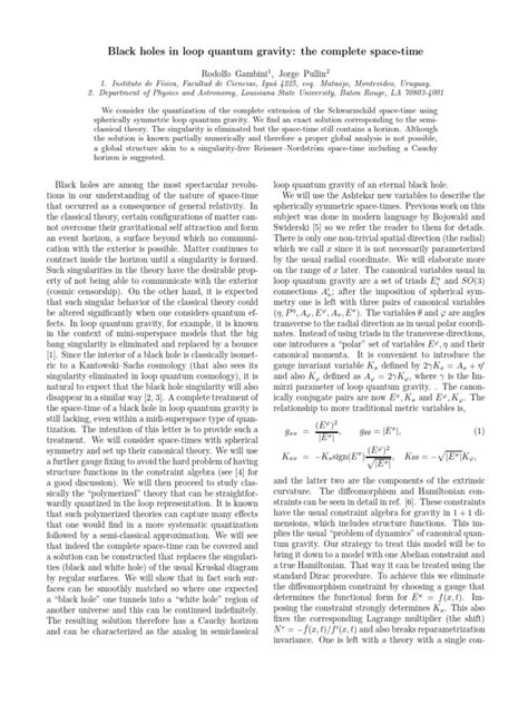 Black Holes In Loop Quantum Gravity The Pdf General Relativity