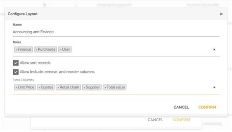 User Layout Predifinition