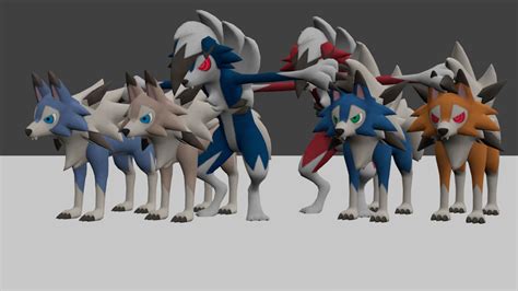 Pokemon Scarletviolet Lycanroc Trio Models By Yohanplayz On Deviantart