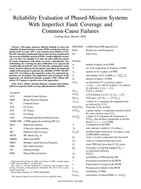 pdf reliability evaluation of phased mission systems with imperfect