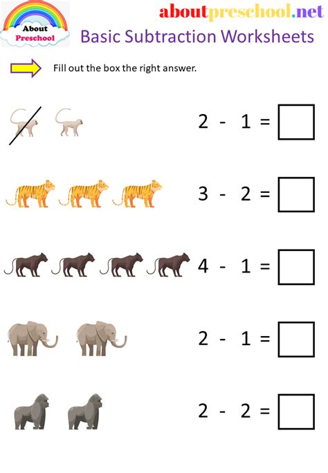 Subtraction For Preschool