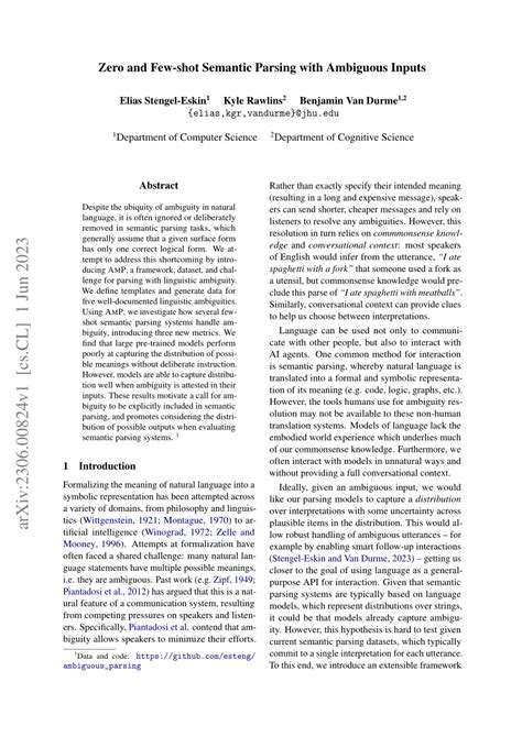 Pdf Zero And Few Shot Semantic Parsing With Ambiguous Inputs